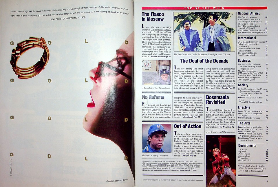 Newsweek Magazine April 13 1987 Drug Agents Heroin Deal Busted French ...