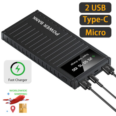 Fast Charging 100000mAh Power Bank Dual USB External Battery Portable ...