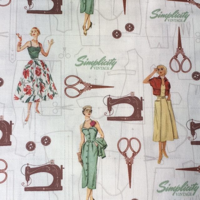 Simplicity 'Vintage Pattern' 100% Organic Cotton Fat Quarter, Half or ...