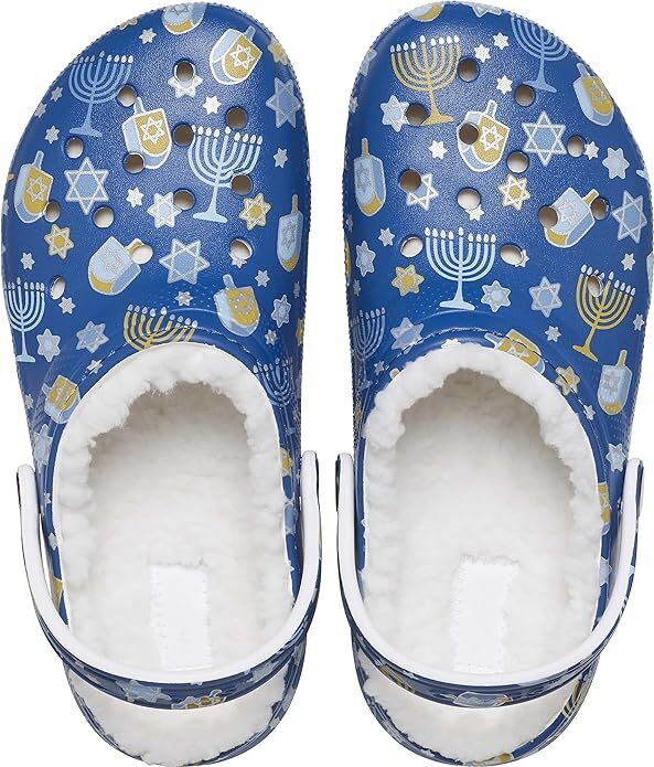 NEW! Crocs Kids’ Classic Lined Hanukkah Clog Blue Candle Print Slip On ...