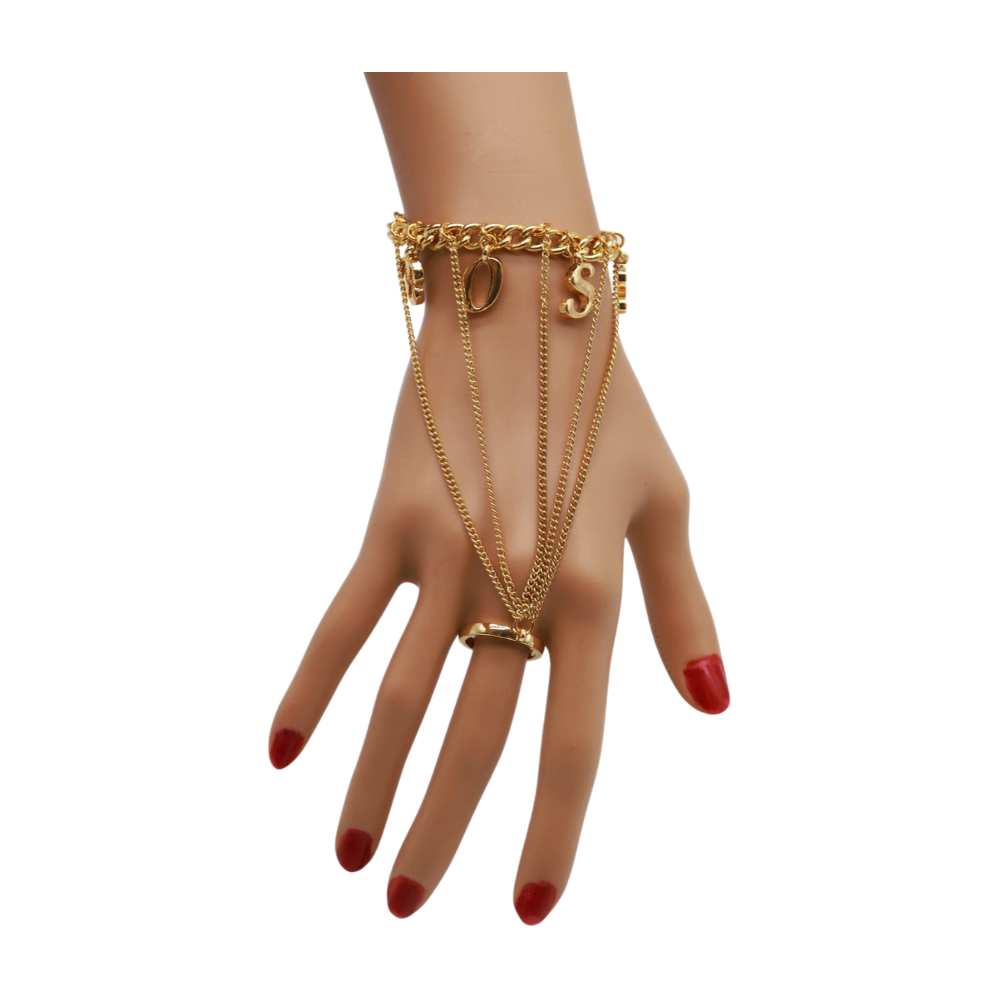 Women Gold Metal Hand Chain BOSS Cool Bracelet Ring Amazing Vibe ...