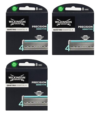 Wilkinson Sword Quattro Titanium Sensitive Razor Blades x 24, 3 Packs ...