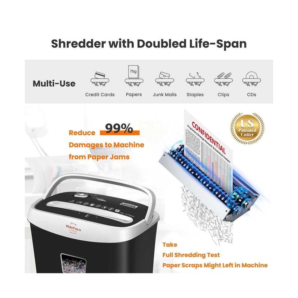 Paper Shredder for Home Office10-Sheet Cross-Cut Shredder with US P ...