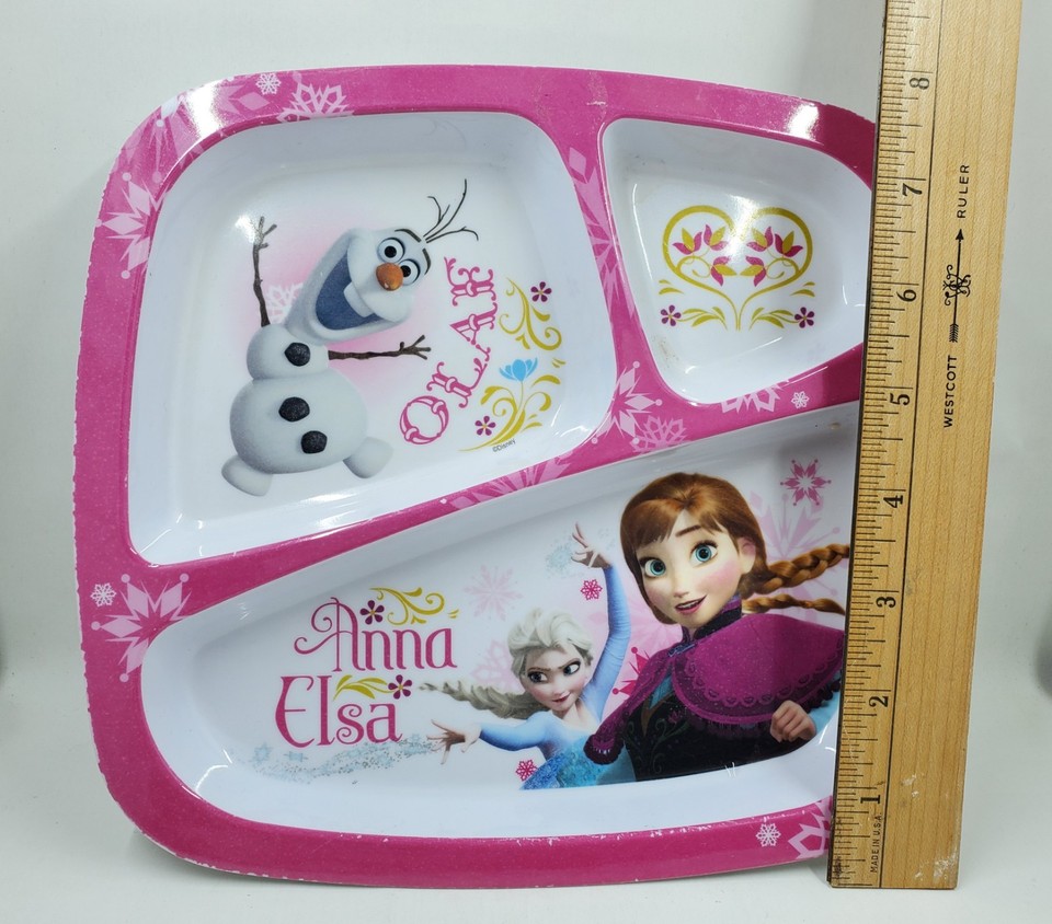 Zak! Designs Disney Frozen Anna Elsa Olaf Kids Melamine Divided Plate 9 ...