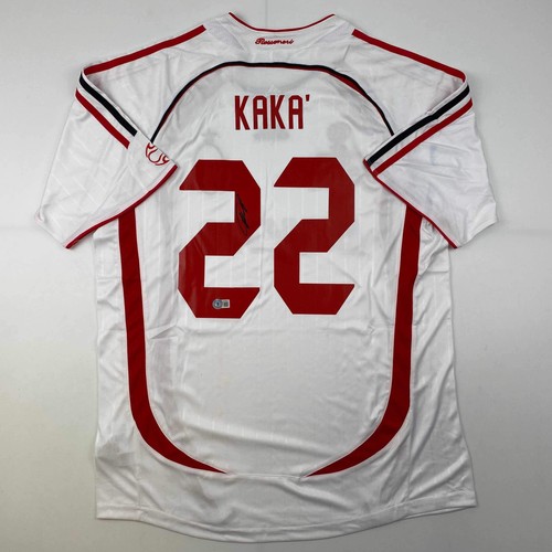 Autographed/Signed Ricardo Kaka AC Milan White Soccer Jersey Beckett ...