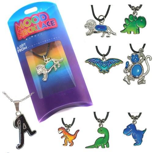 Colour-changing mood necklace with pendant heart butterfly penguin owl initial | eBay