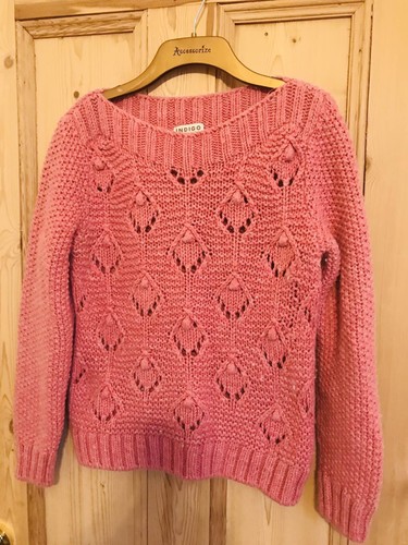 Marks And Spencer INDIGO Size 10 Pink Chunky Fancy Knit Wool Blend ...