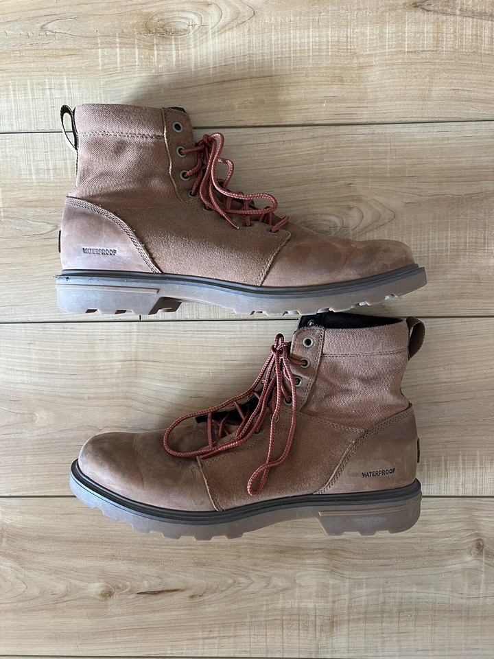 Sorel Carson Six Tan Leather/Suede Waterproof Boots Men's Size 11.5 | eBay