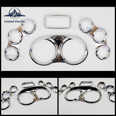 Chrome Instrument Dash Gauge Covers w/ Visor Kit Peterbilt 379 384 386 ...