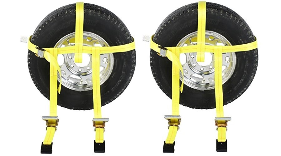 2-Side Mount Wheel Net Strap Cam Buckle Ratchets Flat Hooks Trailer ...