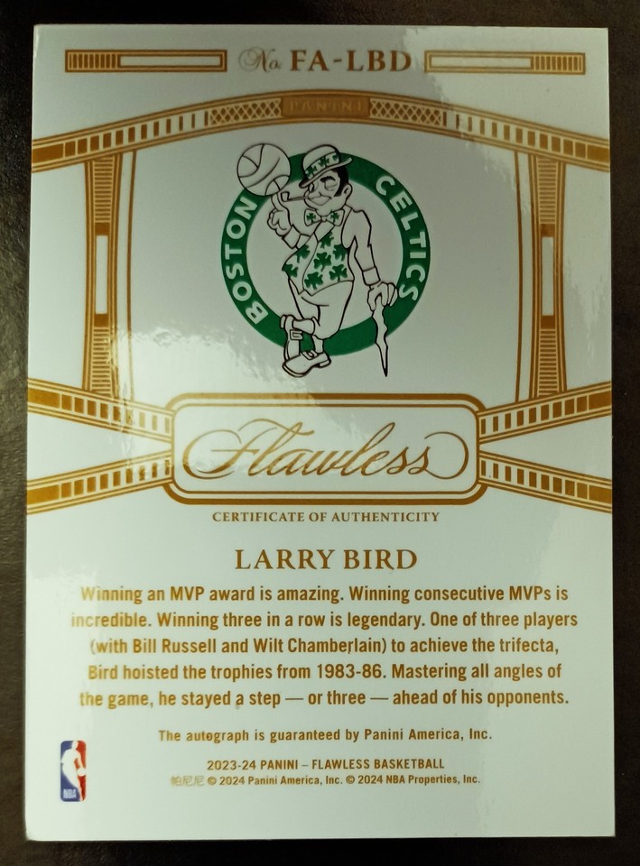 LARRY BIRD-2023/24 Flawless Ruby (#1/15) ACHIEVEMENTS AUTO/AUTOGRAPH ...