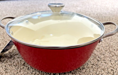 NWT Brandani Italy 6.3 Qt Red Cast Iron Dutch Oven 11" Light Weight ...