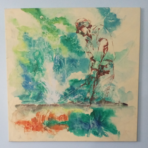 G. BOGARD -LARGE CONTEMPORARY/MODERN GOLF PLAYER ACRYLIC/CANVAS ...