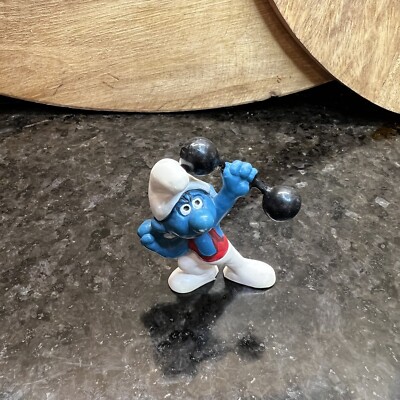 Smurfs 20020 Barbell Smurf Hefty Weightlifting Gymnast Weight Lifter ...