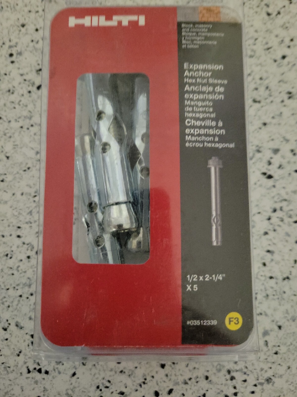 (5-Pk) Hilti Hex Nut Head HLC Sleeve Anchors 1/2" -1/4" 03512339 for ...