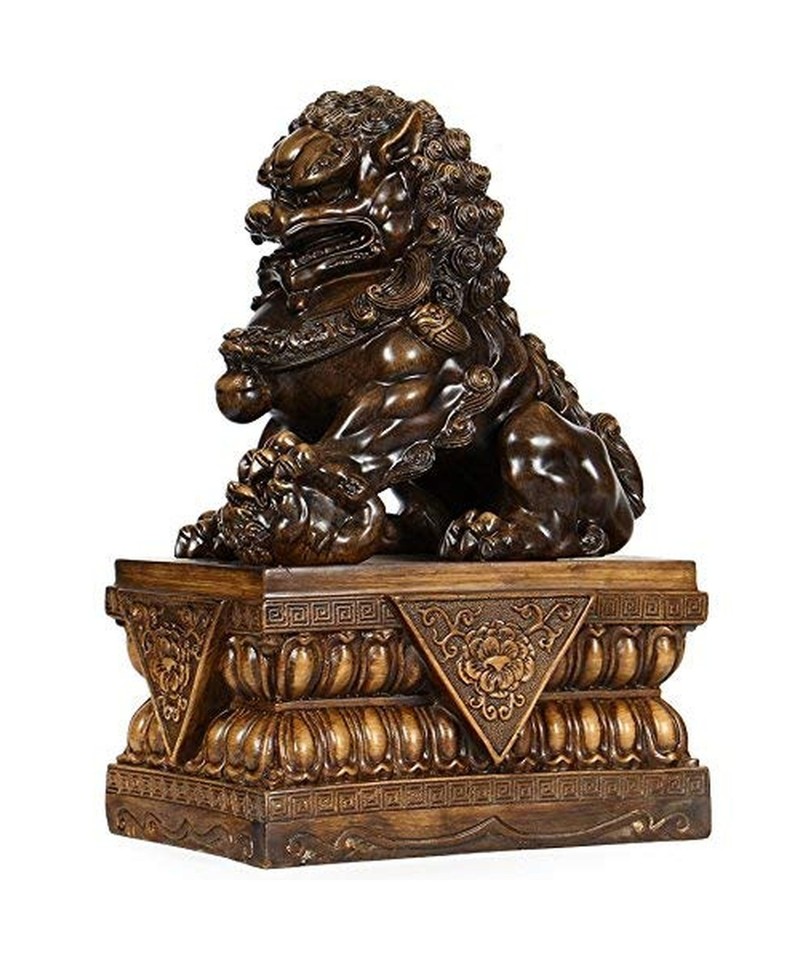 Large Size Wealth Porsperity Pair of Fu Foo Dogs Guardian Lion Statues ...