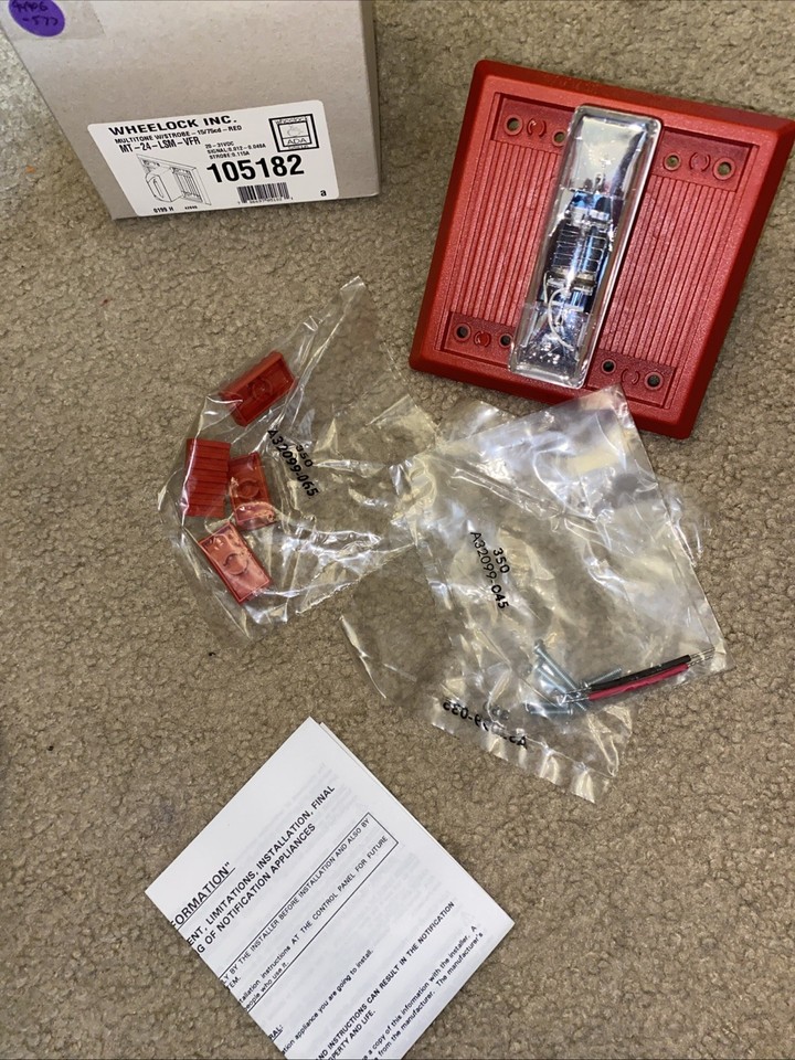 Wheelock MT-24-LSM-VFR Fire Alarm Multitone Horn Strobe Wall Red (NEW ...
