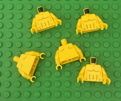 Lego 5 Yellow Torso with Bare Chest w/ Muscles Outline,Shoulder ...