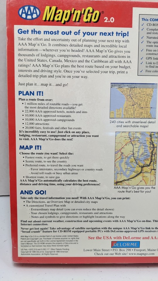 AAA Map N Go 2.0 Delorme Complete Travel Planner CD-Rom Windows 95 NIB ...