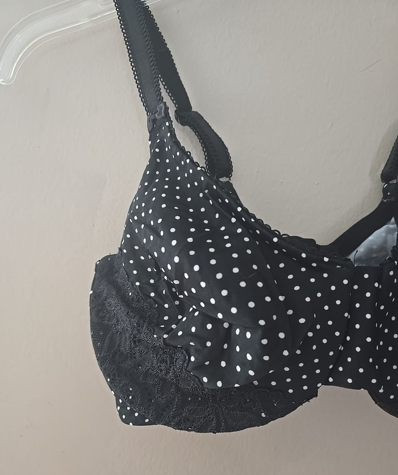 Olga Luxury Lift Black Polka Dot Full Figure Adjustable Underwire Bra ...