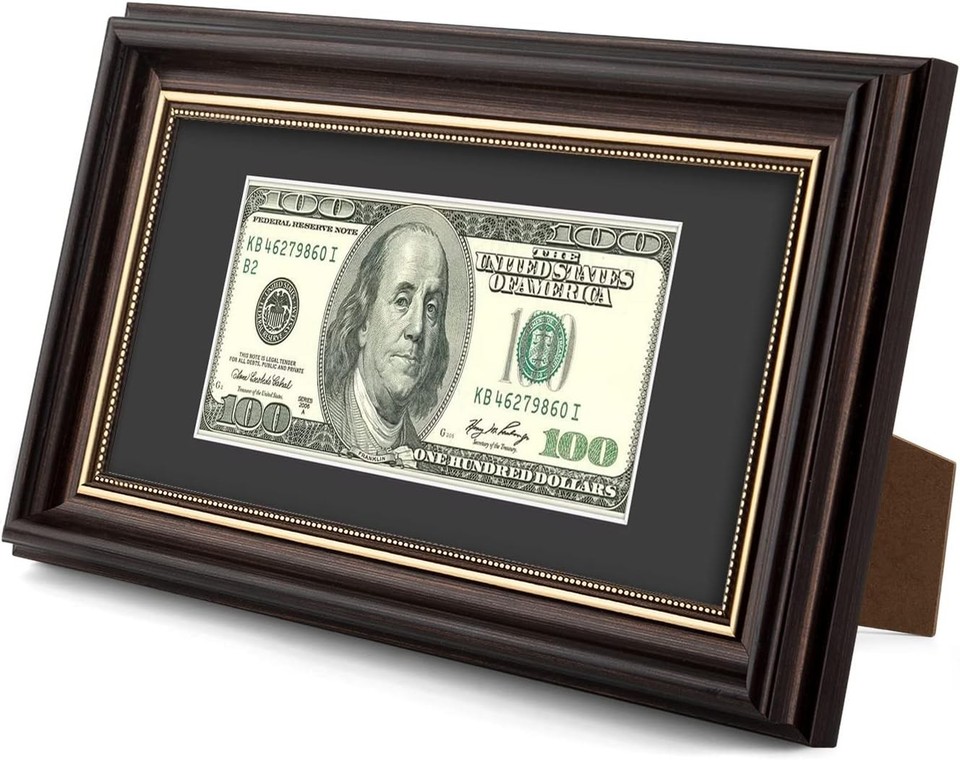 AUEAR, Dollar Bill Frame with Black Mat or Hold 4x9 Business 4x9, 1 ...