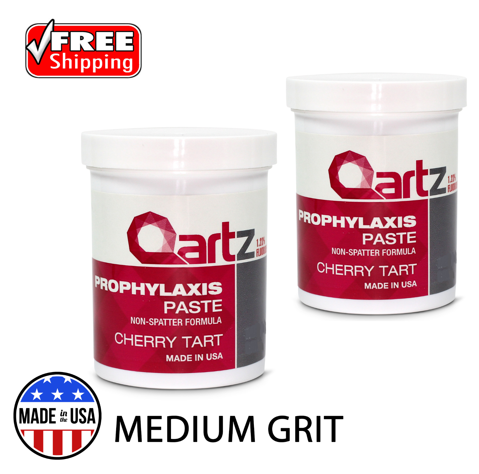 MEDIUM GRIT CHERRY TART QARTZ PROPHY PASTE DENTAL PROPHYLAXIS -2x (12oz ...