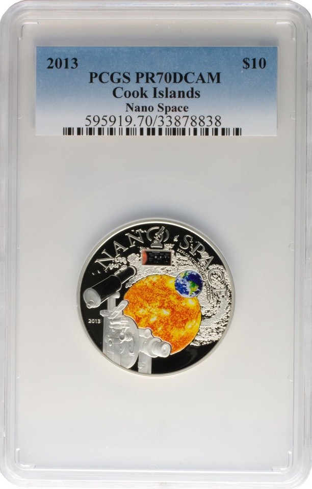 2013 $10 Cook Islands Nano Space PCGS NGC PR70 Silver Coin w/ Nano Chip ...