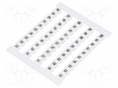 Weidmuller DEKAFIX TERMINAL MARKER 5mm 51-100 Numbers,Horizontal WHITE ...