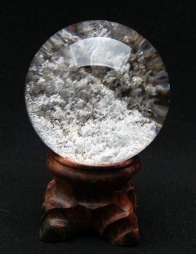 42mm Natural Clear Phantom Crystal Ball SPHERE Quartz Specimen+w ...