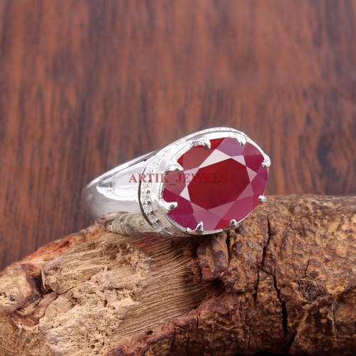 Heated Ruby Gemstone with 925 Sterling Silver Ring for Men's #5482 | eBay
