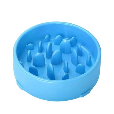 Blue Anti Choking Pet Bowl Plastic Concave Convex Cat Tableware | eBay