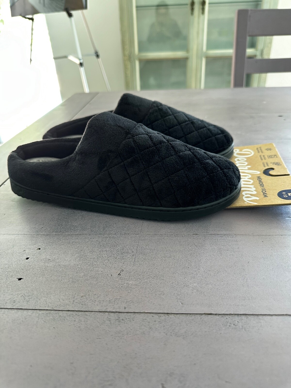 Dearfoams Black Slippers size L 9/10 NWT
