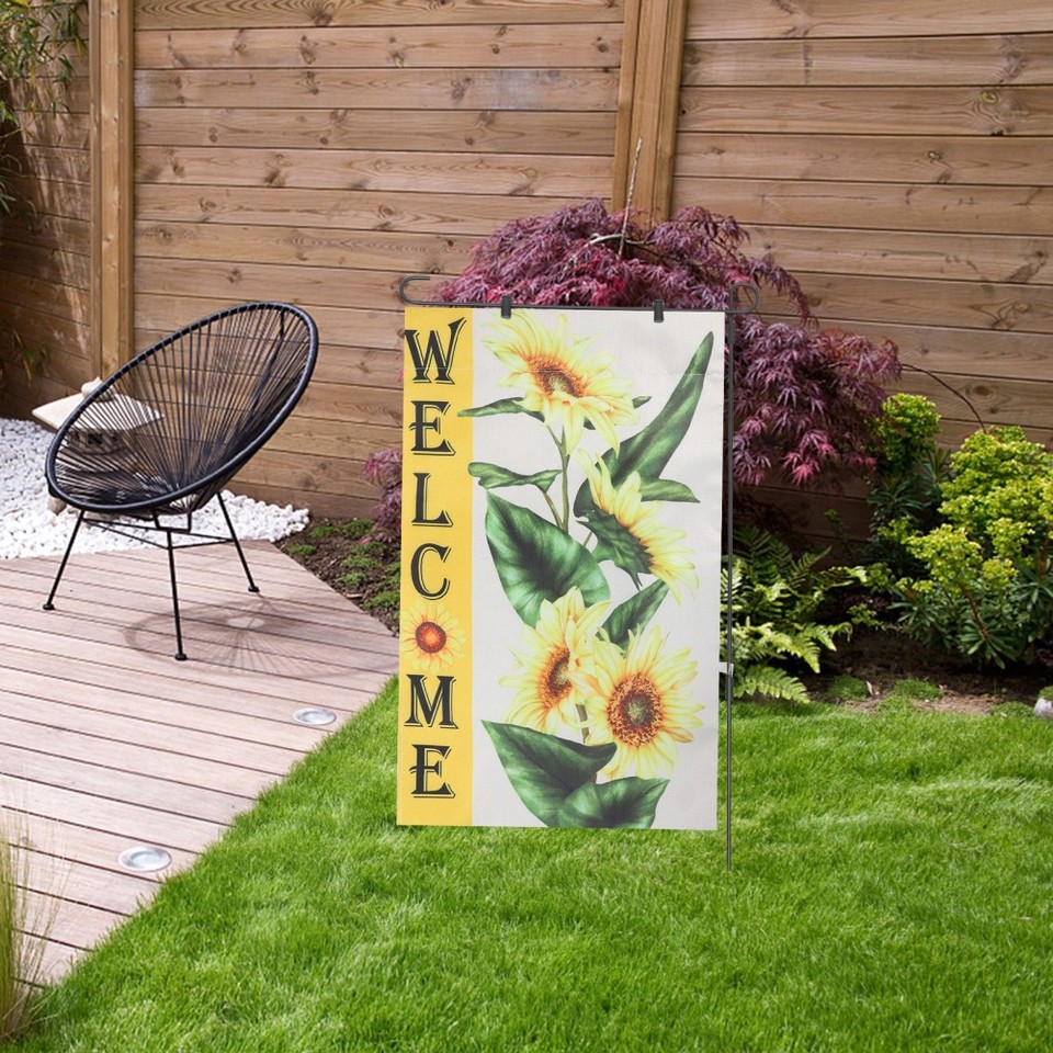 1pc Garden Iron Flag Pole Outdoor Yard Flags Stand Banner Holder (Black ...