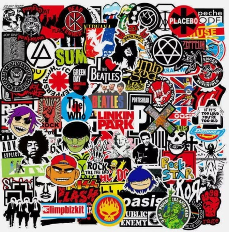 100 PCS Rock Band Stickers Lot-Punk Music,Heavy Metal Bands Sticker ...