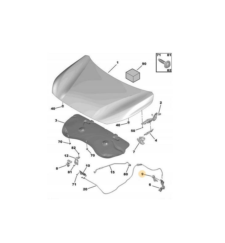 Bonnet Release Lever Handle for CITROEN C3 C4 X PEUGEOT 208 2008 ...