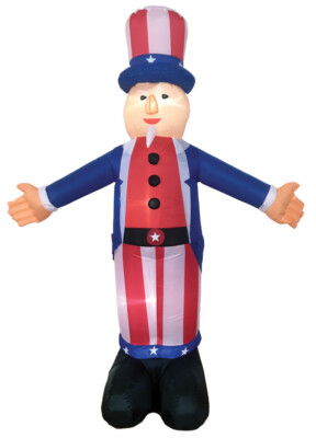 Home Holiday INFLATABLE AIRBLOWN UNCLE SAM 6 FT LED Light Up Patriot ...