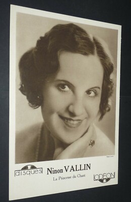 OPERA AFFICHETTE PUB DISQUES ODEON ANNEES 1930 NINON VALLIN CANTATRICE ...