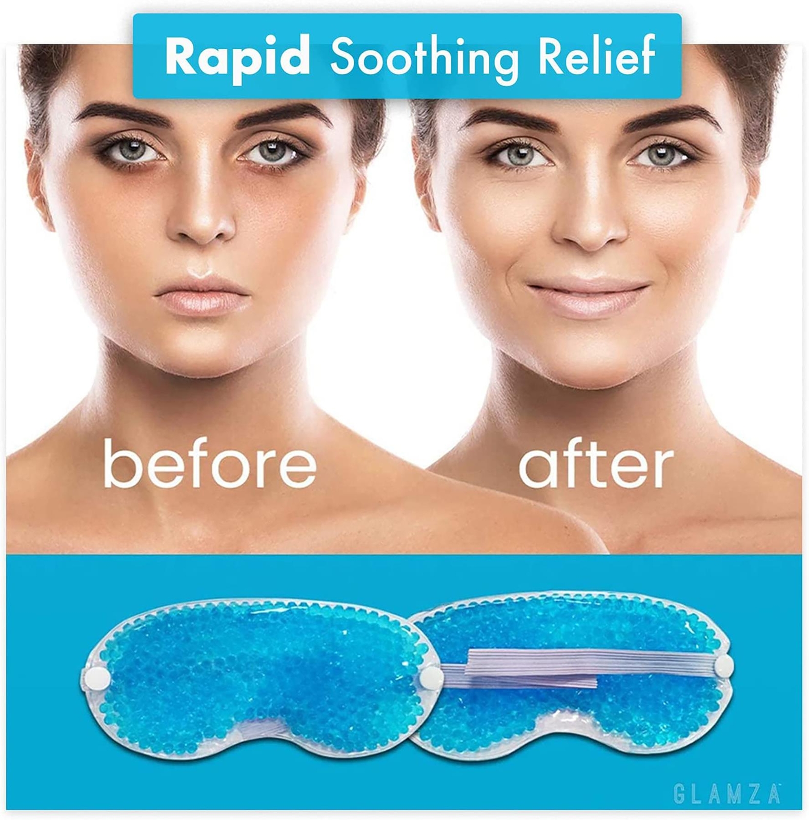 Gel Bead Heating Cooling Sleep Mask Reusable Hot Cold Ice Pack Puffy ...