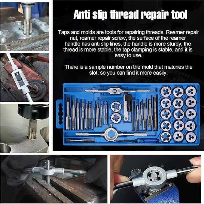 40X Metric Tap and Die Set M3 to M12 Threading Tool Set for Cutting ...