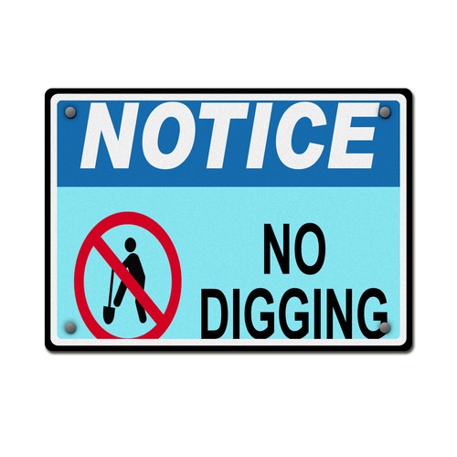 Aluminum Horizontal Metal Sign Notice No Digging Hazard Labels White | eBay