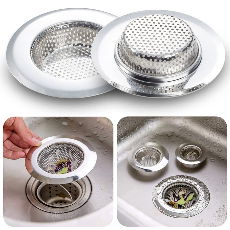 Kitchen Metal Sink Strainer Drain Plug Hole Basin Steel Hair Catcher ...