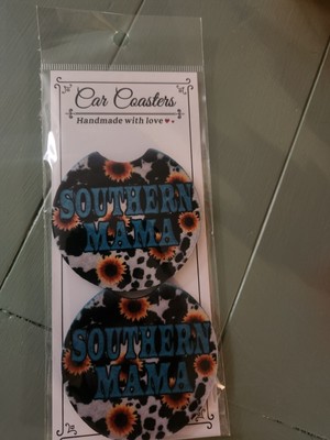 Sunflowers Black White Cowhide Gal Cowgirl Southern COASTER SET 2 FOR ...