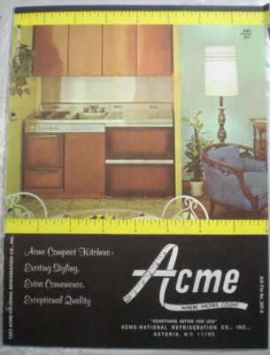 Vtg ACME Catalog RETRO 1970 Compact Efficiency Complete Kitchen Design ...