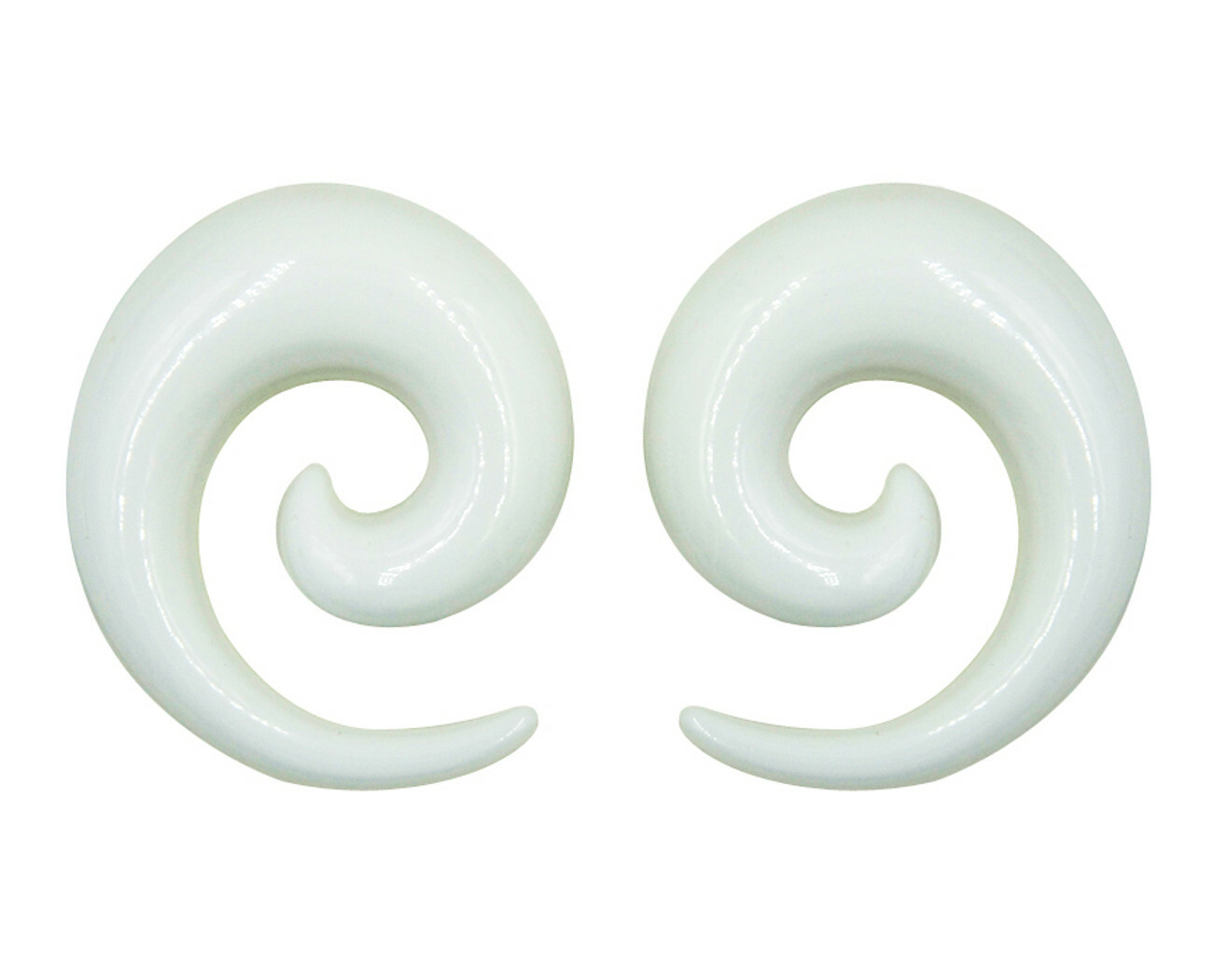 Pair White Spirals Ear Plug Crescent Tapers Pinchers Horseshoes Gauges ...