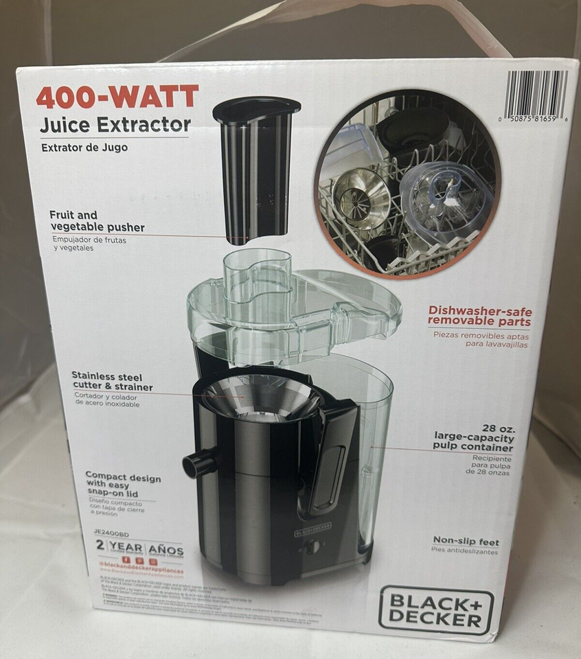 NIB Juicer Black Decker 400 Watt Fruit Vegetable Extractor Juicer ...