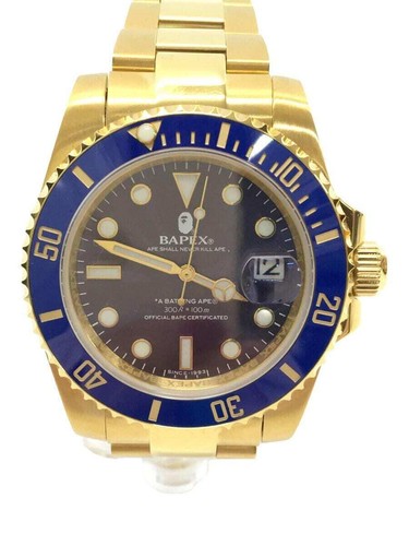 A BATHING APE Men's Watch CLASSIC TYPE 1 BAPEX Blue Gold | eBay