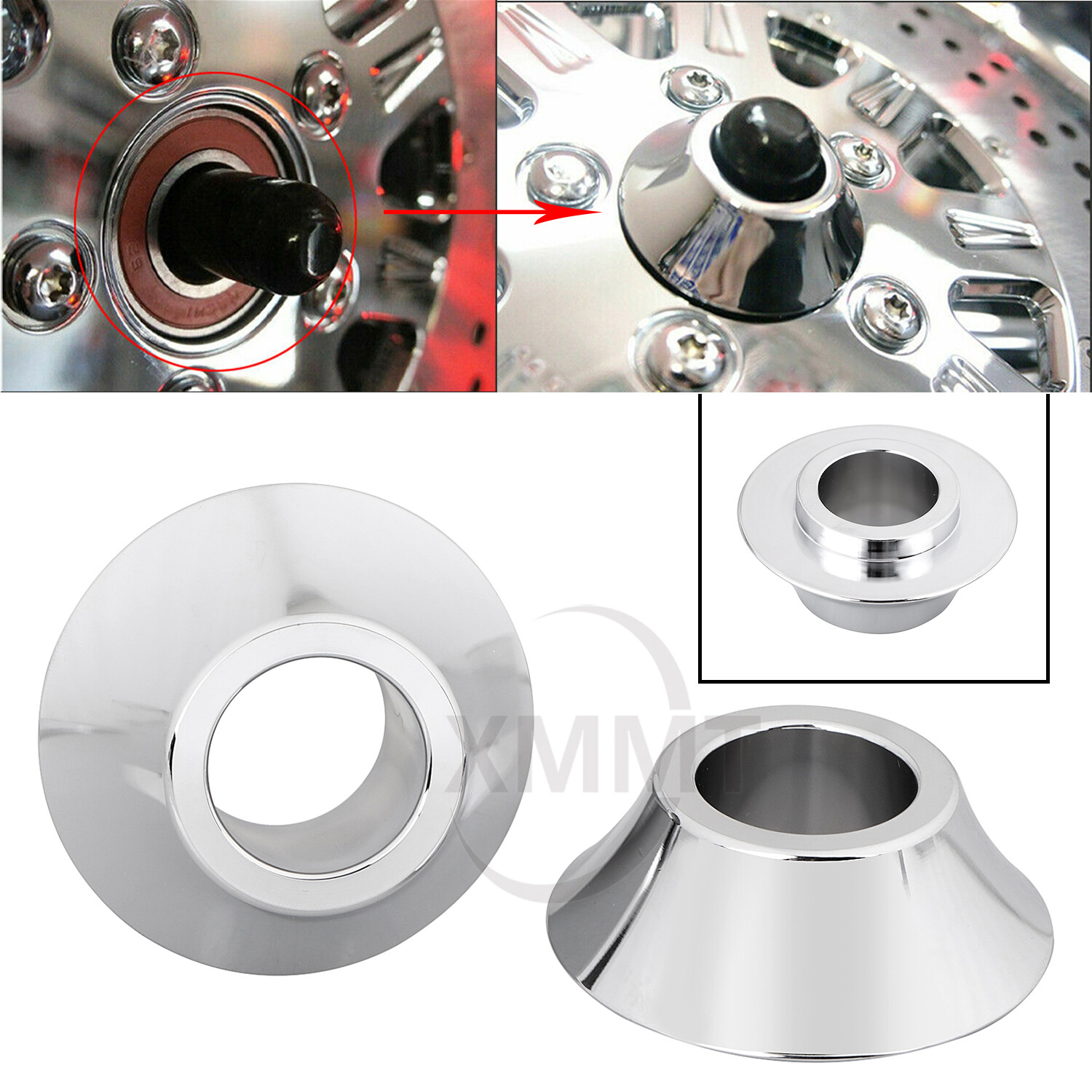 Chrome 25mm Tapered Front Axle Wheel Spacers For Harley Tri Electra ...