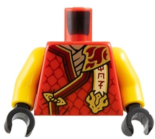 LEGO New Ninjago Minifigure Torso Red Tunic Gold Trim Dragon Head Kai ...