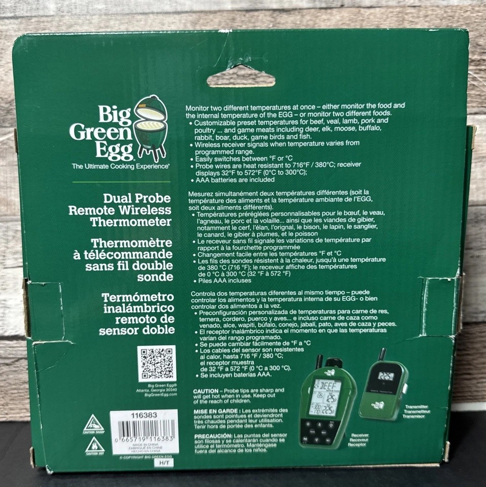 Big Green Egg Dual Probe Remote Wireless Thermometer&Transmitter ...