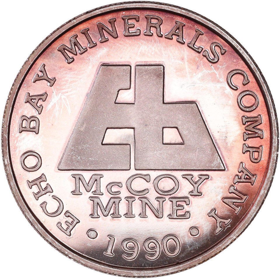 1990 EBMC McCoy Mine Surface Mining 1 oz .999 Silver Round - Blood Red ...